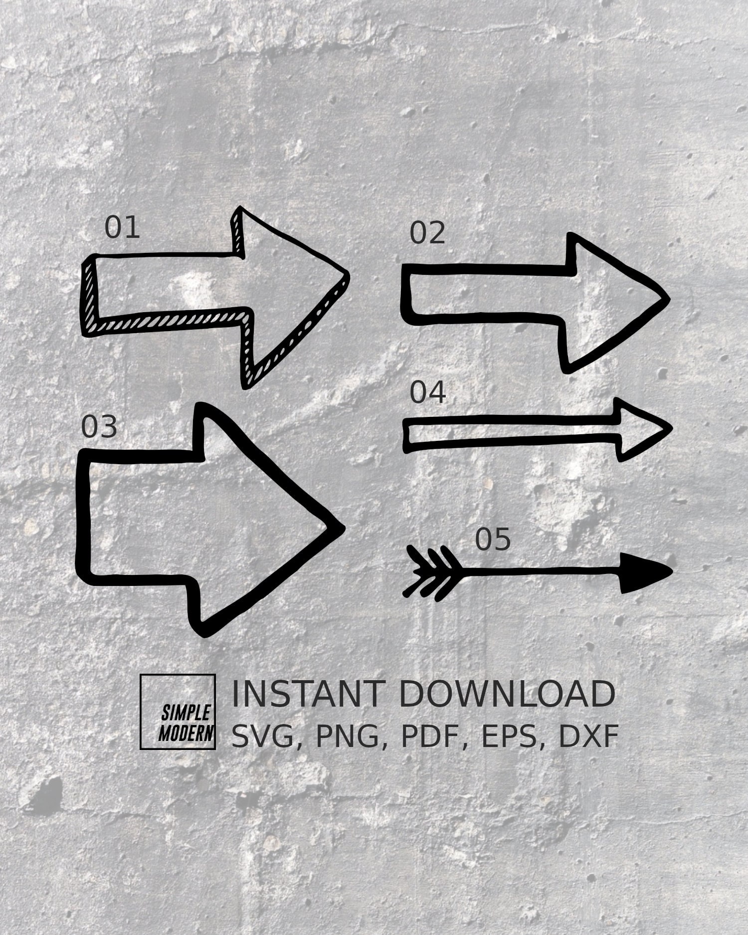 Set of Hand-drawn Arrow Svg File for Cricut Cutting Arrow - Etsy Australia