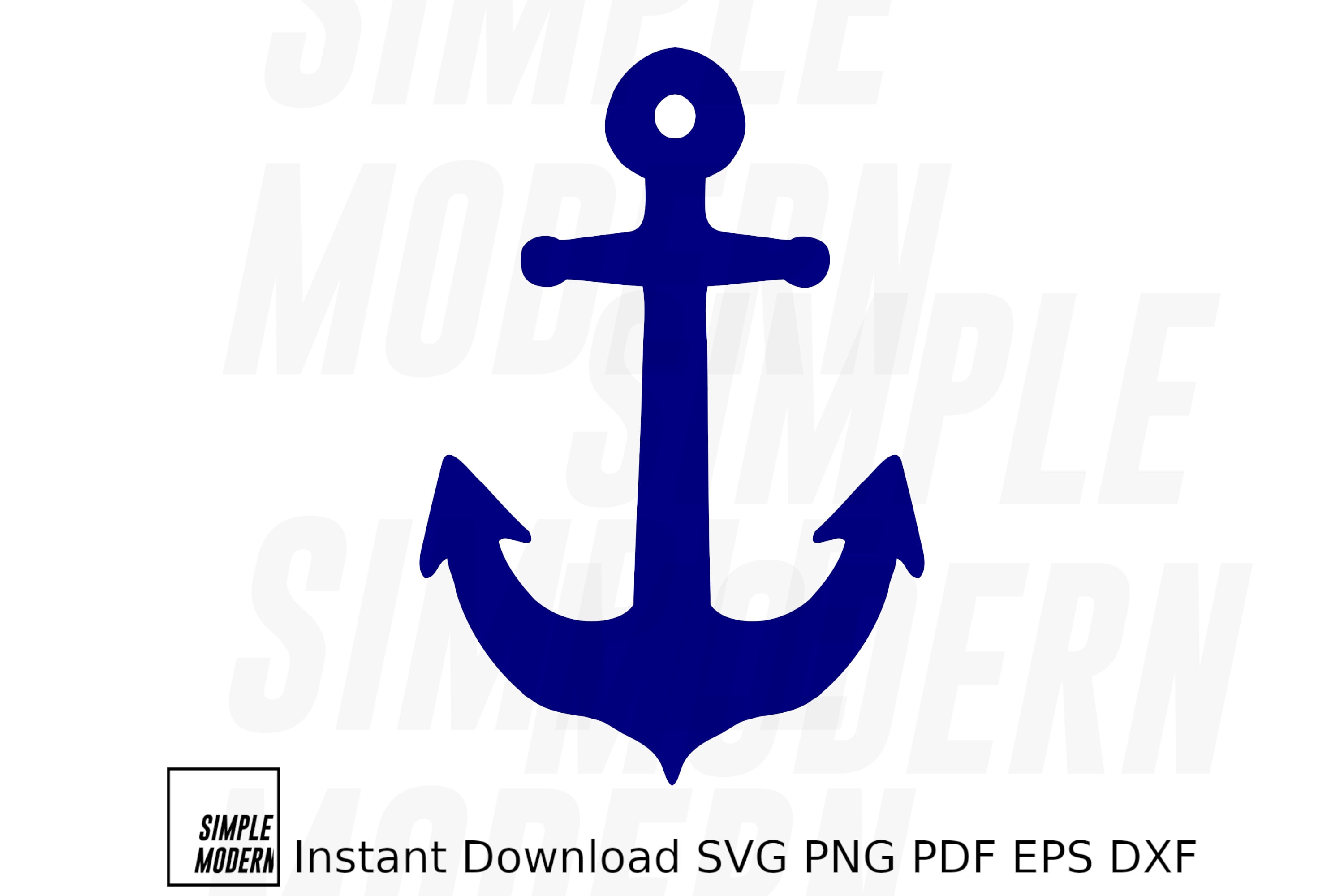 Nautical Blue Navy Anchor SVG, Anchor Drawing Vector Instant Digital ...