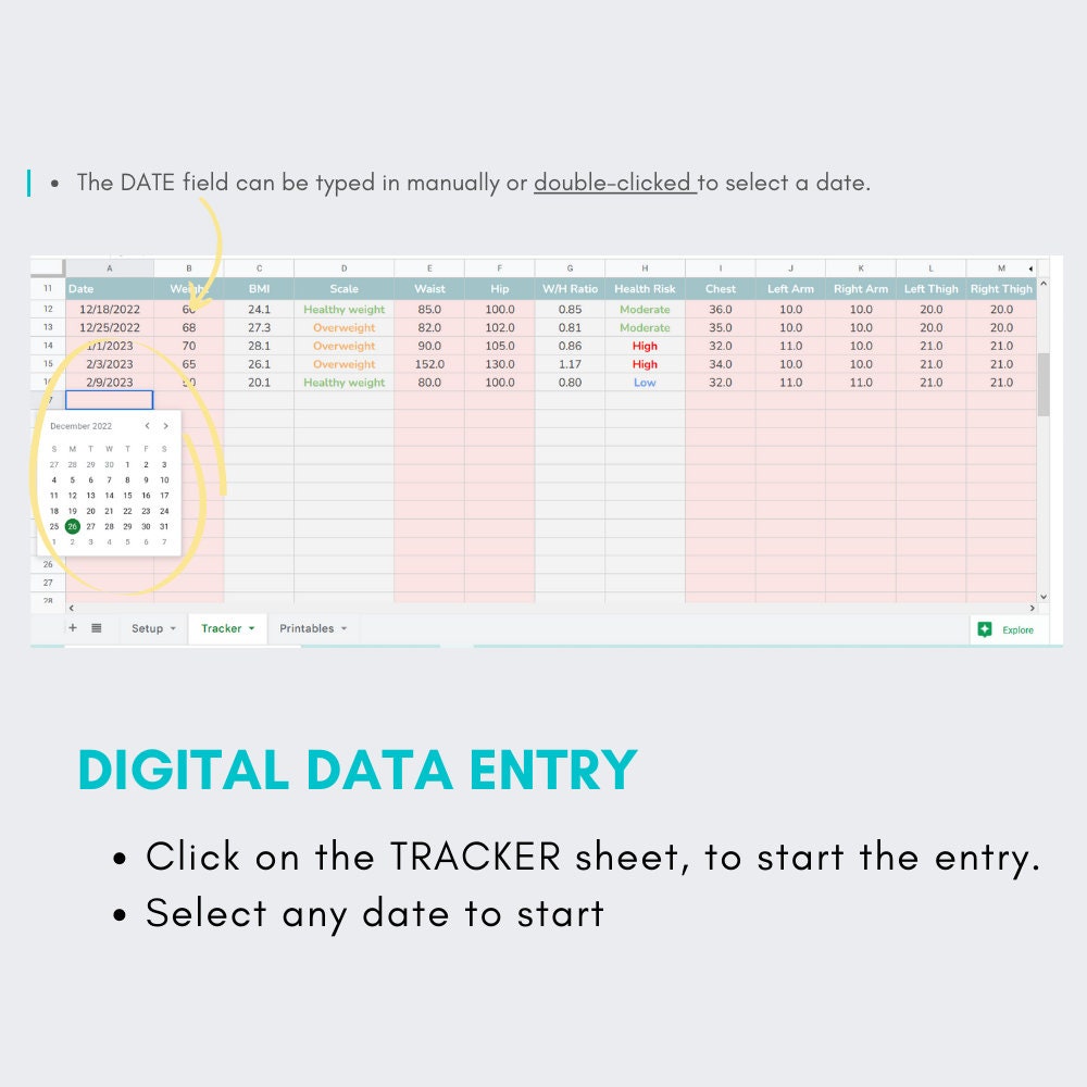Weight Loss Tracker Google Sheets Spreadsheet, Instant Download Digital ...