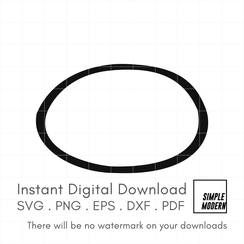 Hand Drawn Oval SVG, Cute Oval Egg Shape Drawing Outline, Instant ...