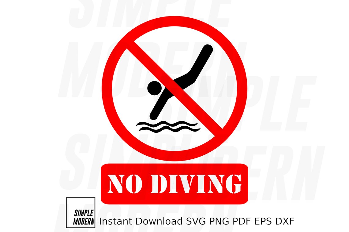 No Diving Sign Instant Digital Download, Vector Art for Printing and ...