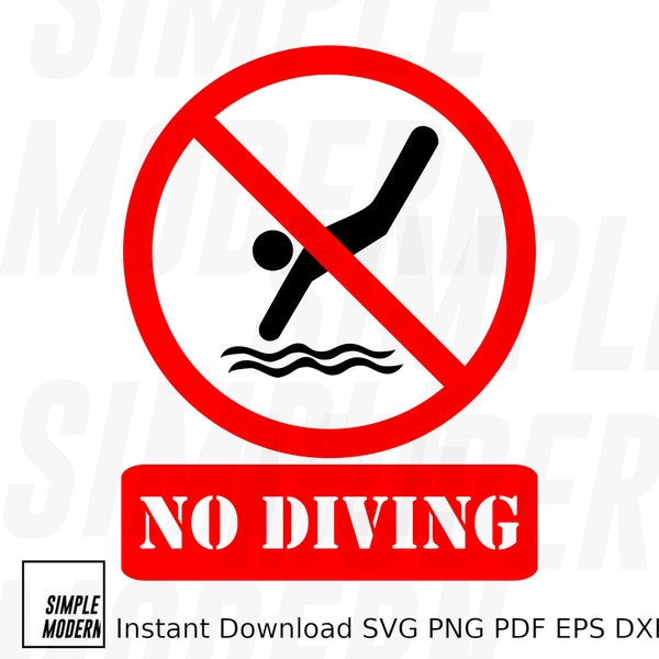 No Diving Sign - Etsy