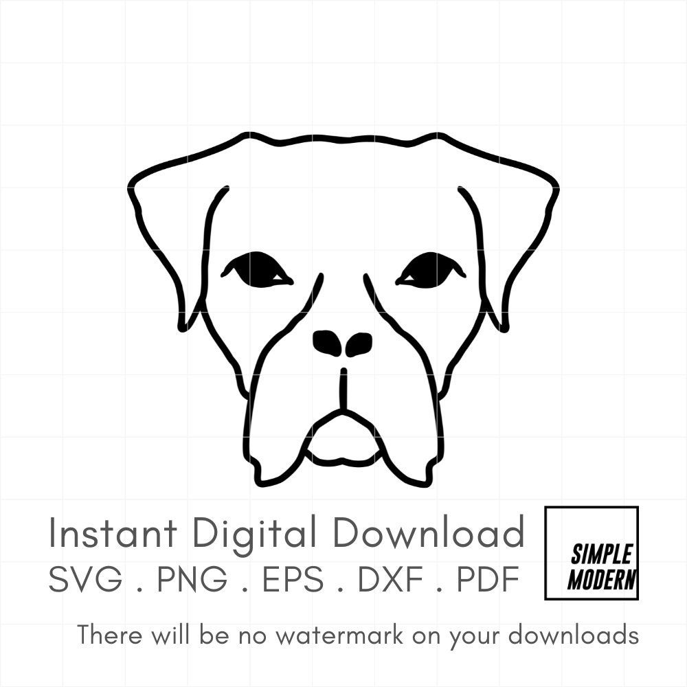 Dog Face SVG Files, Simple Outline French Bulldog Drawing Vector File ...
