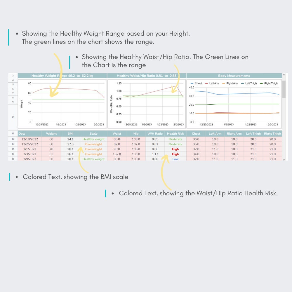 Weight Loss Tracker Google Sheets Spreadsheet, Instant Download Digital ...