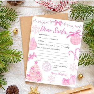 Printable Girly Pink Letter to Santa, Kids Christmas Wish List - Etsy