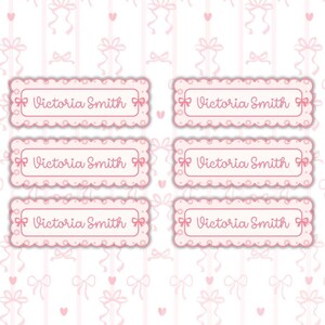 Preppy Coquette Pink School Supply Labels - Etsy