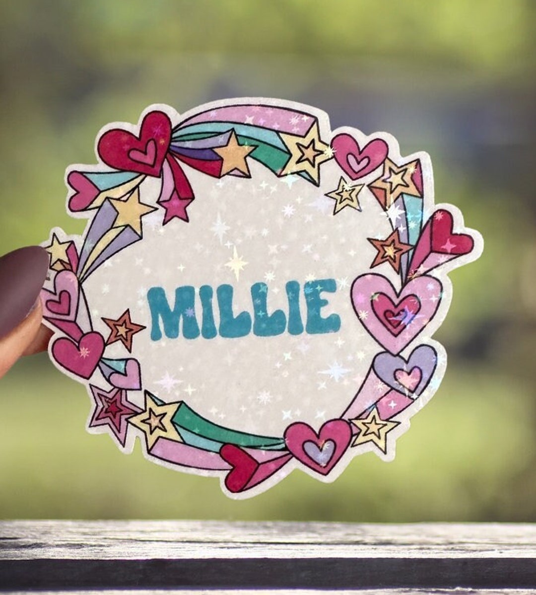 Personalized Retro Holographic Name Sticker: Water Bottle Decal - Etsy