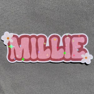 Personalized Custom Water Resistant Holographic Retro Girls Name Label ...