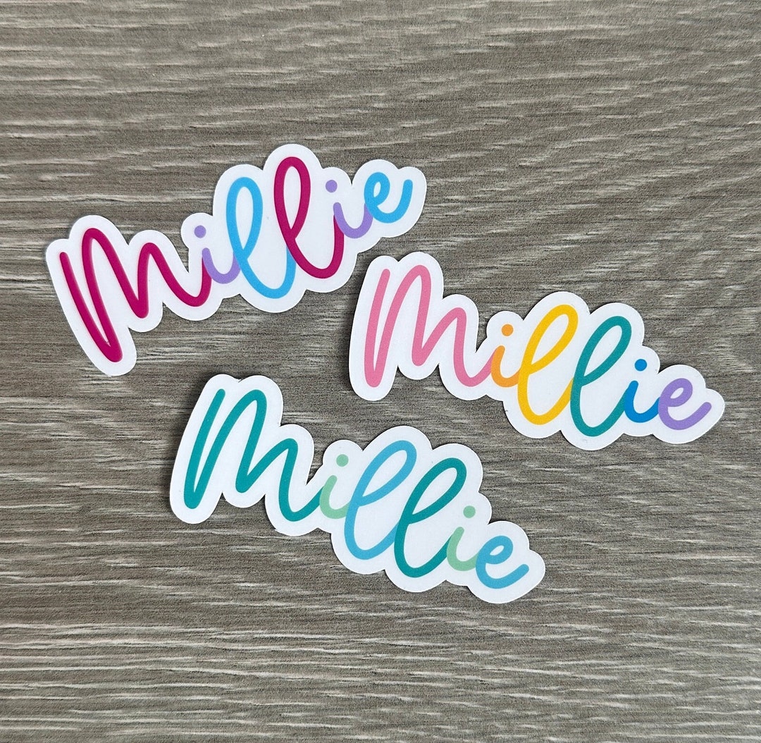 Personalized Rainbow Name Sticker: Cursive Decal for Water Bottle - Etsy