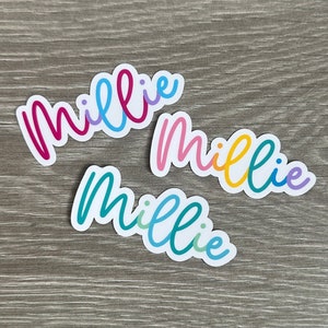 Personalized Rainbow Name Sticker: Cursive Decal for Water Bottle - Etsy