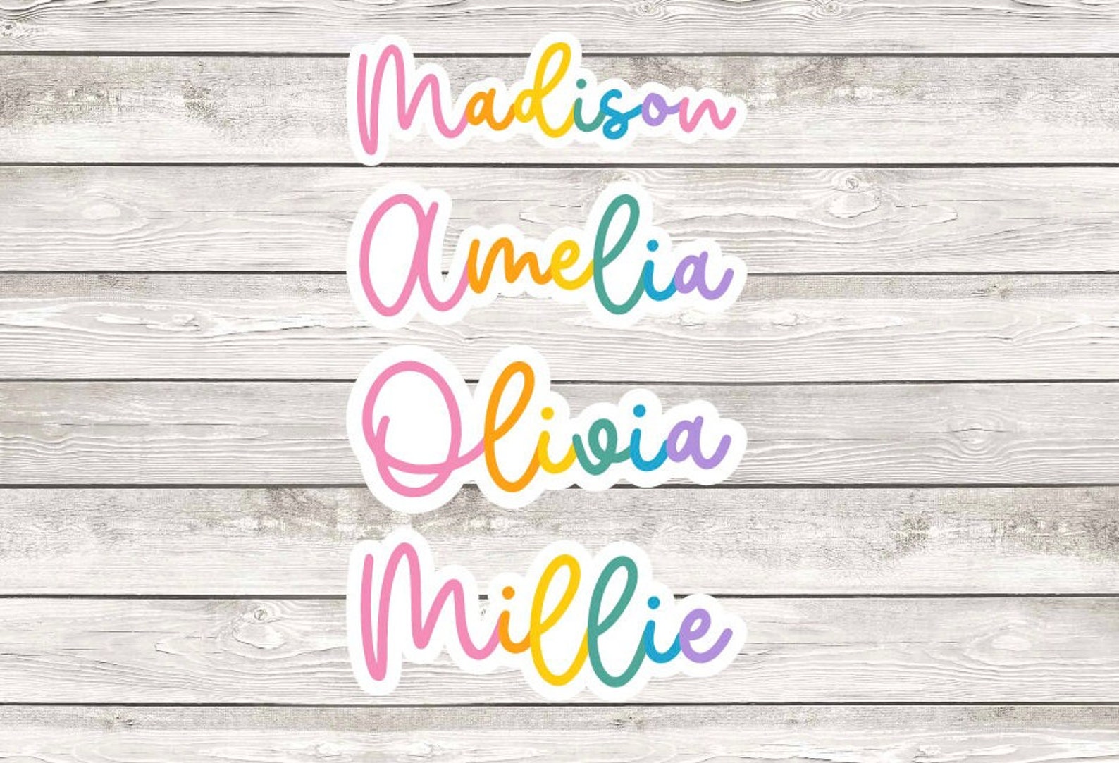Personalized Rainbow Name Sticker: Cursive Decal for Water Bottle - Etsy