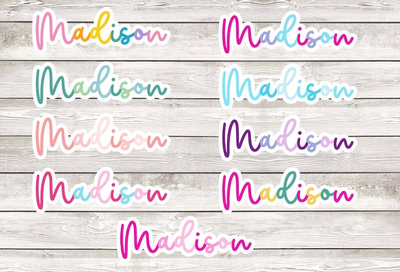 Personalized Rainbow Name Sticker: Cursive Decal for Water Bottle - Etsy