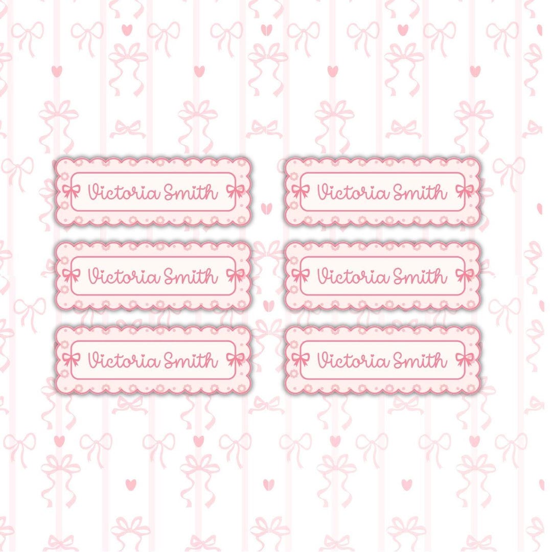 Preppy Coquette Pink School Supply Labels - Etsy