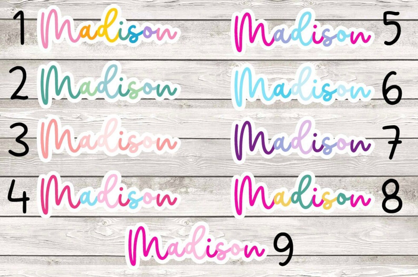Personalized Rainbow Name Sticker: Cursive Decal for Water Bottle - Etsy