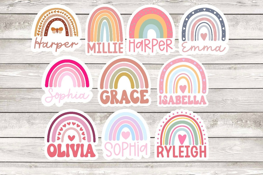 Personalized Custom Rainbow Name Sticker for Girls, Custom Name Label ...