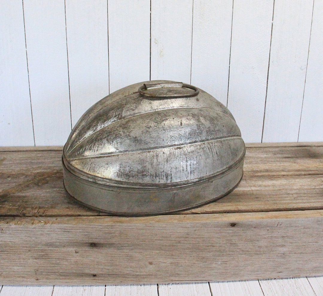 Antique Tin Aspic, Cake, Pudding Mold, Melon Shape, #55, Top and Bottom ...