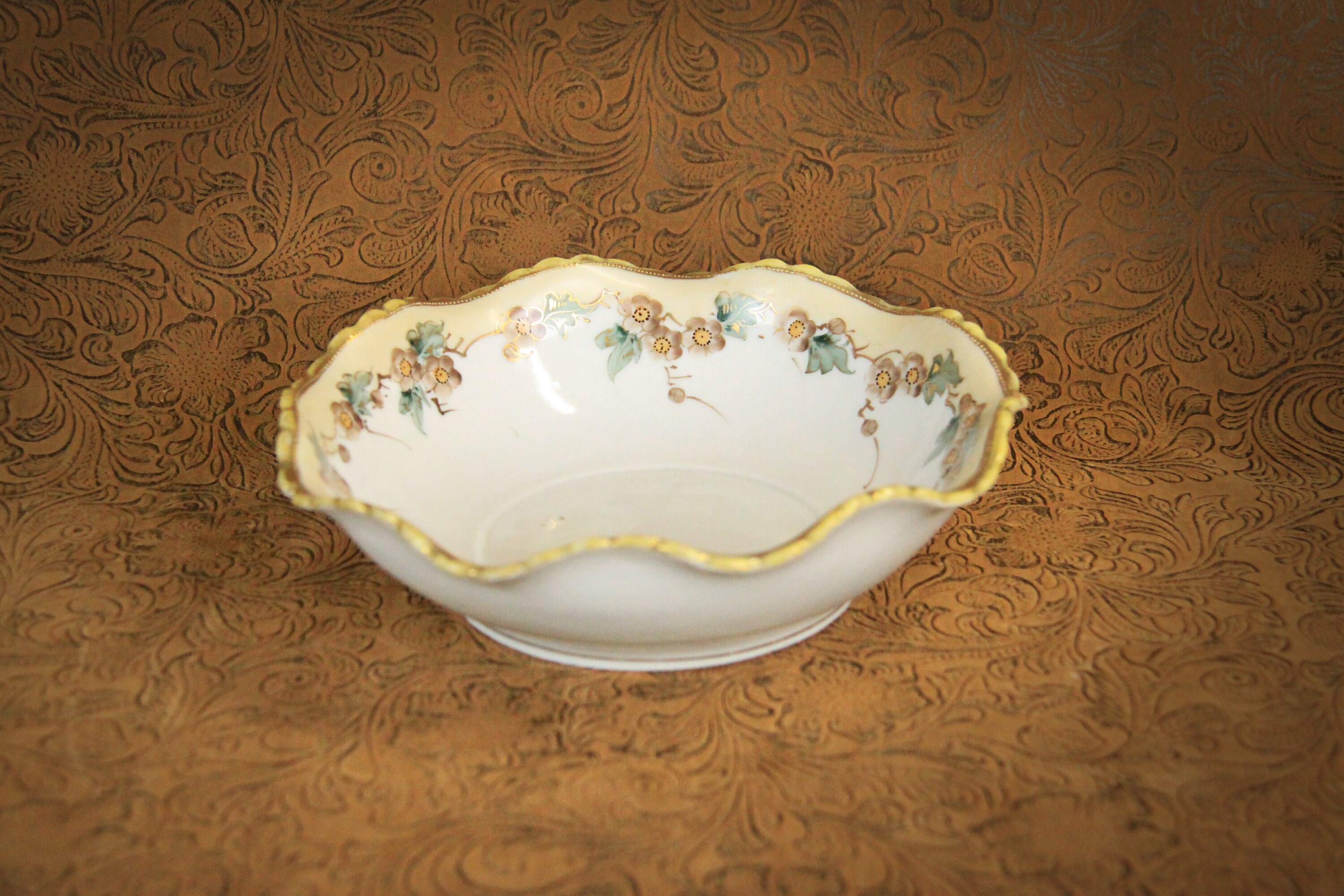 Vintage Hand Painted Fluted Nut Bowl Candy Dish Nippon Green - Etsy