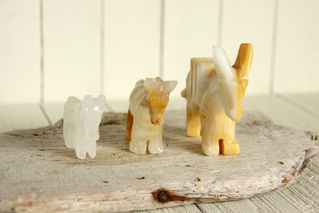 Vintage Onyx Donkeys Set of 3 Agate Burro Carved Stone - Etsy