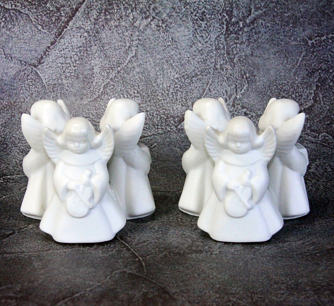 Vintage Angel Trio Candle Holder Centerpiece - Bisque Porcelain - 1985 ...