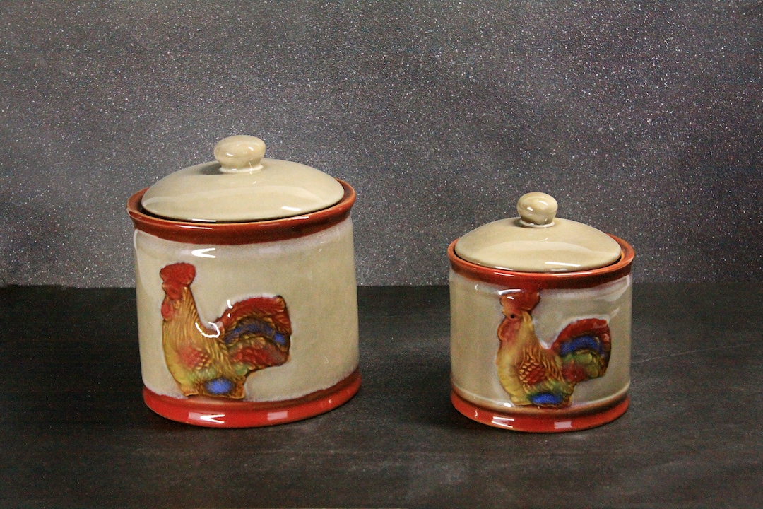 Retro Rooster Canisters, Medium and Small, Multi Color, - Etsy