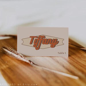 Modern Retro Place Cards Template 60's 70's Place - Etsy