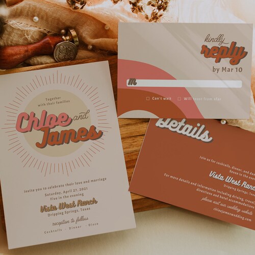 Disco Wedding Invitation Template Printable Retro Reception | Etsy