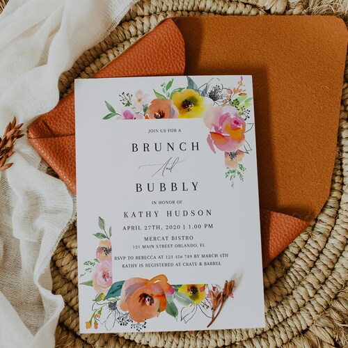 Summer Bright Floral Wedding Invitation Template Colorful - Etsy