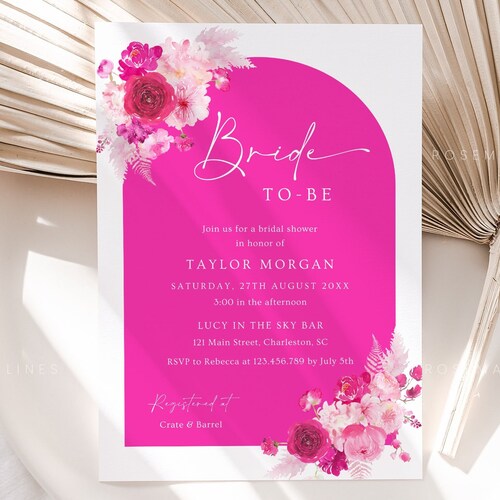 Hot Pink Floral Bridal Shower Welcome Sign Template Blush - Etsy