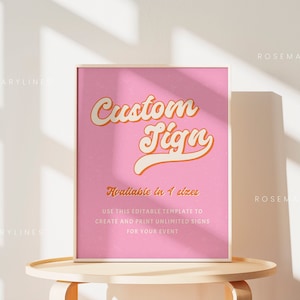 Retro Groovy Custom Signs, Hot Pink Orange Custom Sign Template, 70s ...