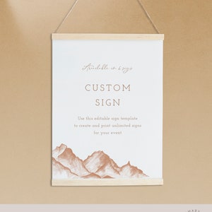 Minimal Mountain Custom Sign Template Desert Personalized - Etsy