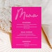 Modern Hot Pink Menu Template, Pink Wedding Menu, Bright Pink Bridal ...