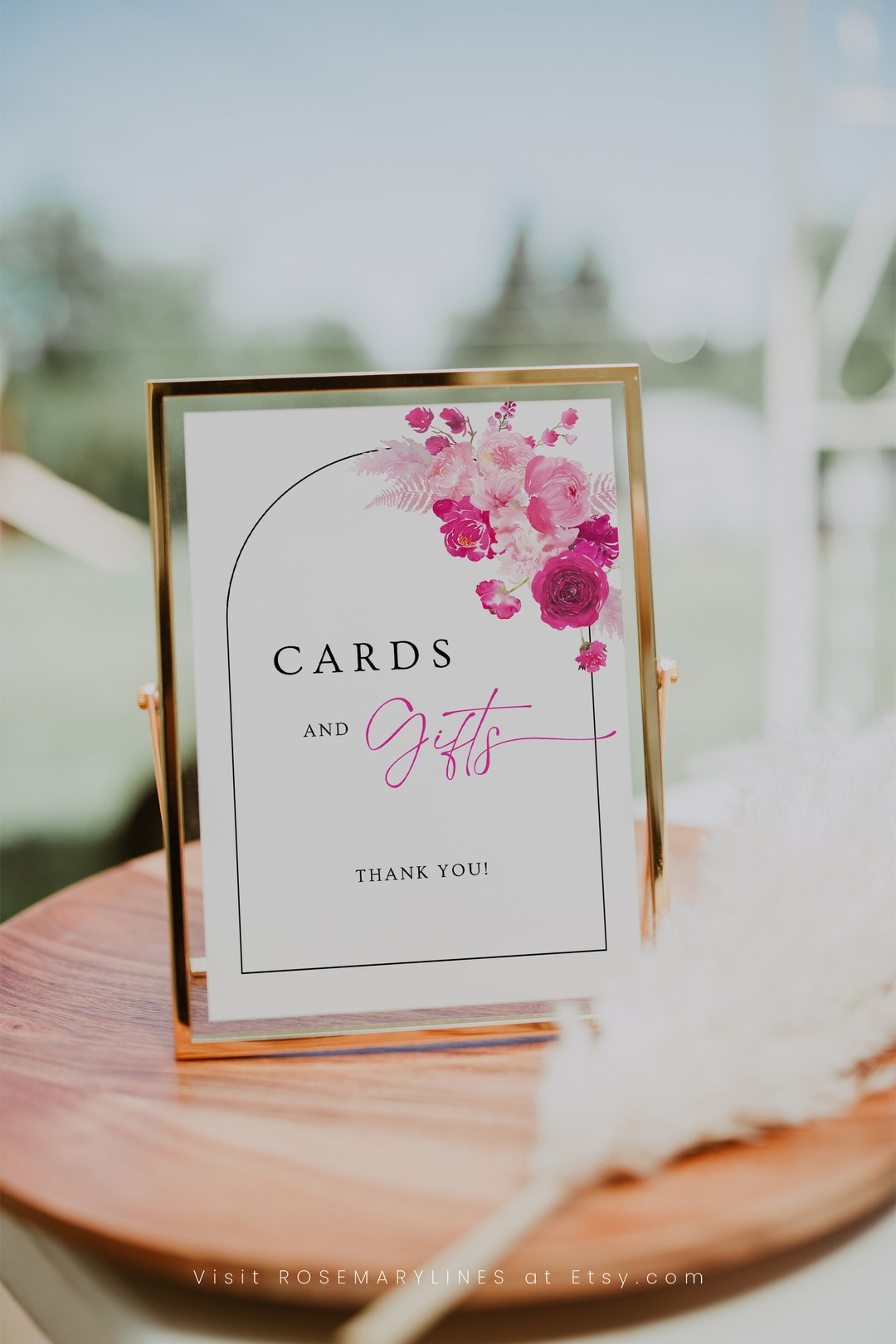 Hot Pink Cards and Gifts Template, Red and Pink Floral Wedding Gifts ...