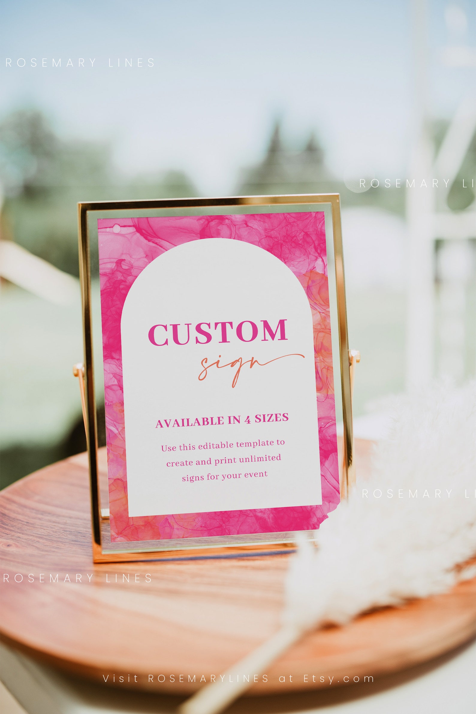 Pink Orange Custom Sign Template, Hot Pink Custom Signs, Fuchsia Bridal ...
