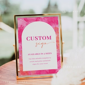 Pink Orange Custom Sign Template, Hot Pink Custom Signs, Fuchsia Bridal ...