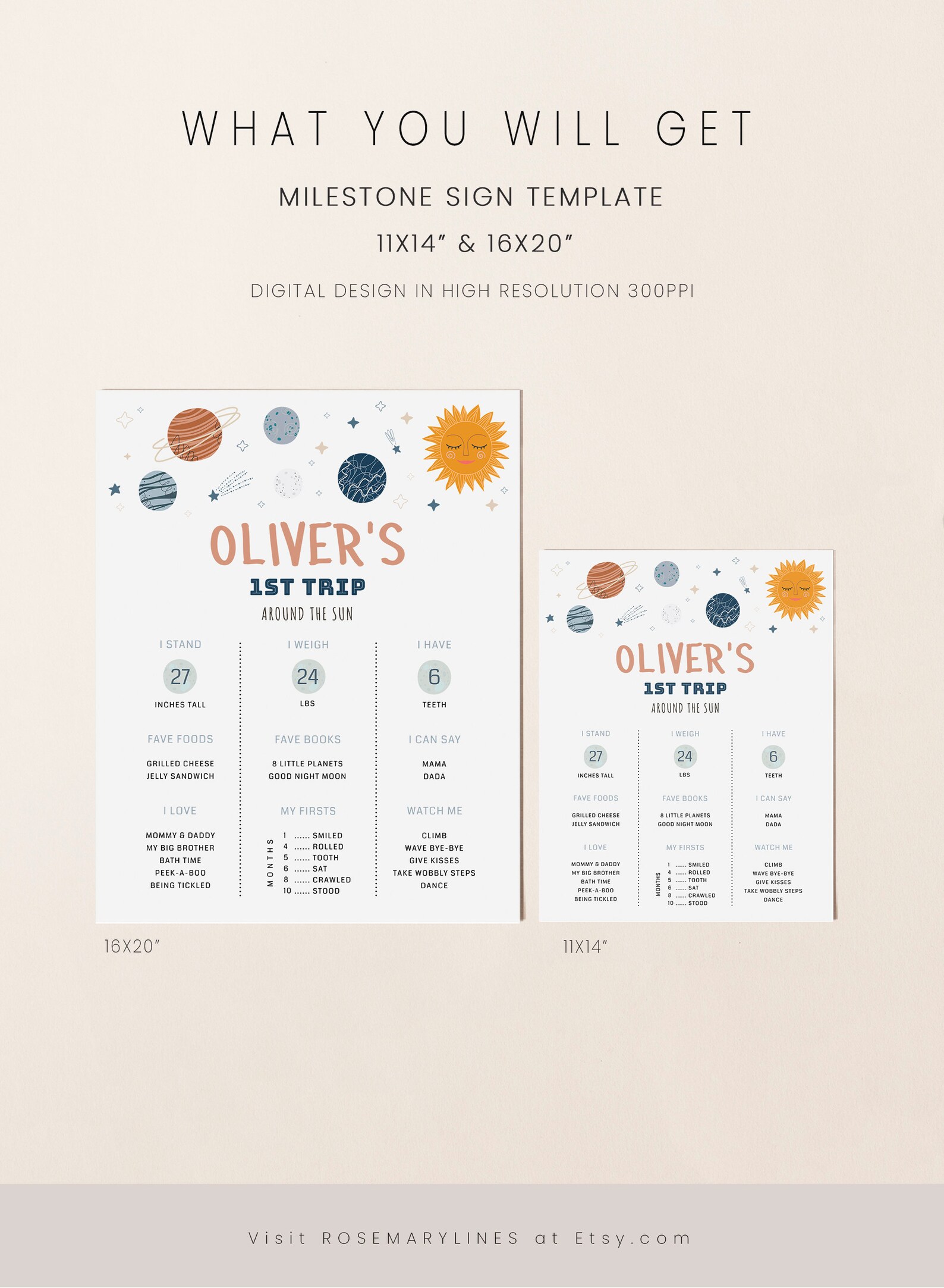 Outer Space Birthday Milestone Sign Template Galaxy Solar - Etsy