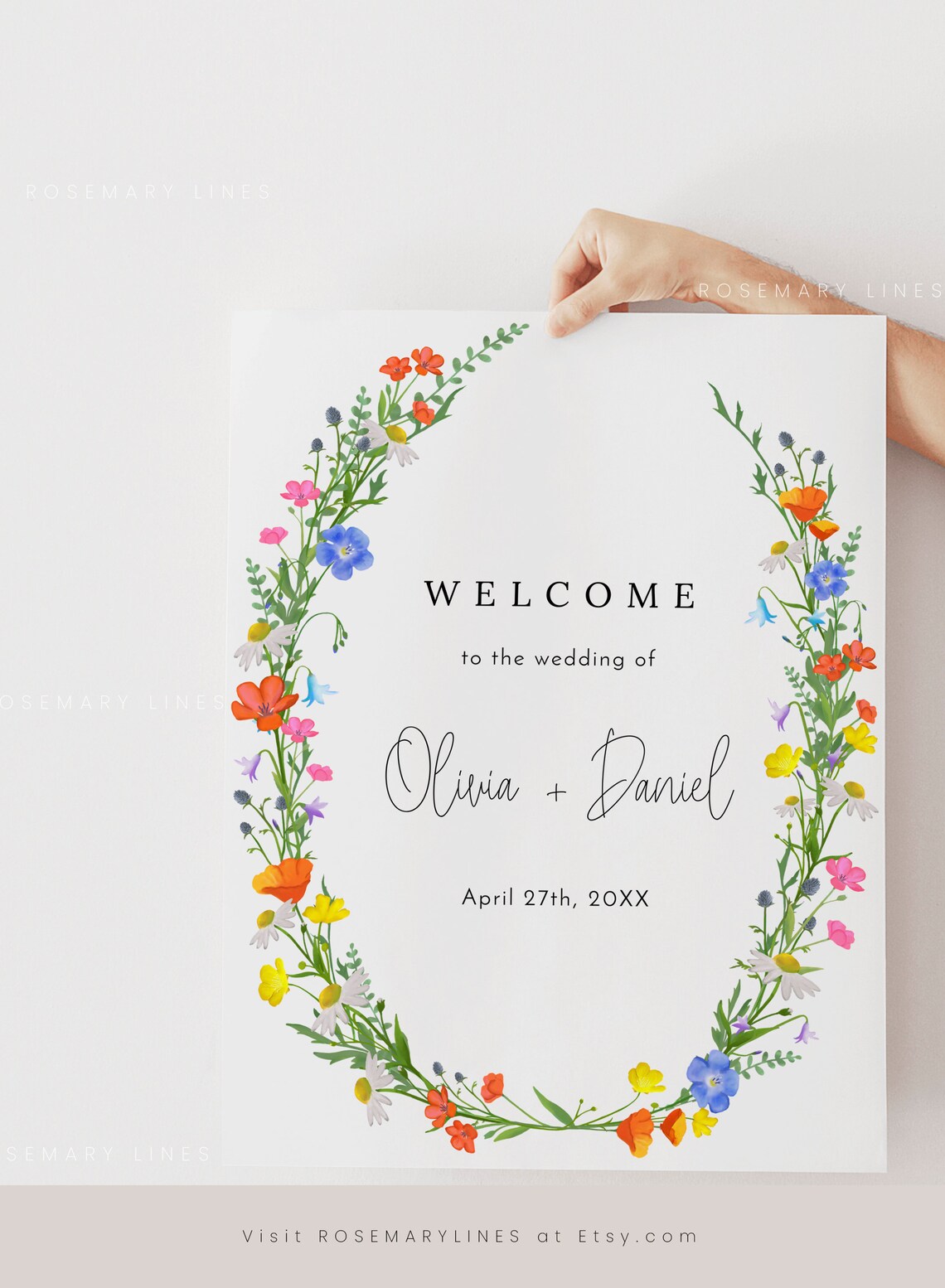 Wildflower Welcome Sign Template Spring Colorful Boho Floral | Etsy