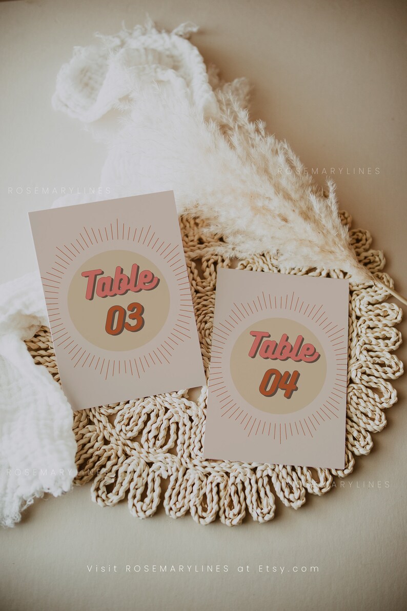 Retro Table Numbers 70s Table Number Template Pink - Etsy