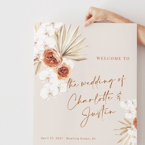 Burnt Orange Boho Welcome Sign Template, Pampas Grass Wedding Welcome ...