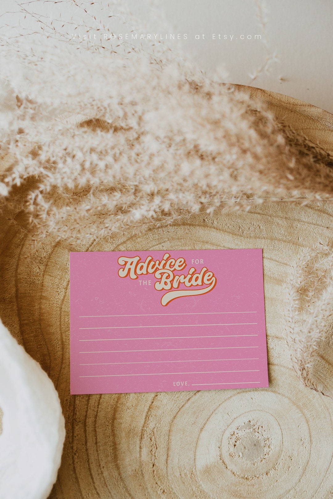 Retro Advice Card Template, Hot Pink Orange Bridal Shower Advice Cards ...