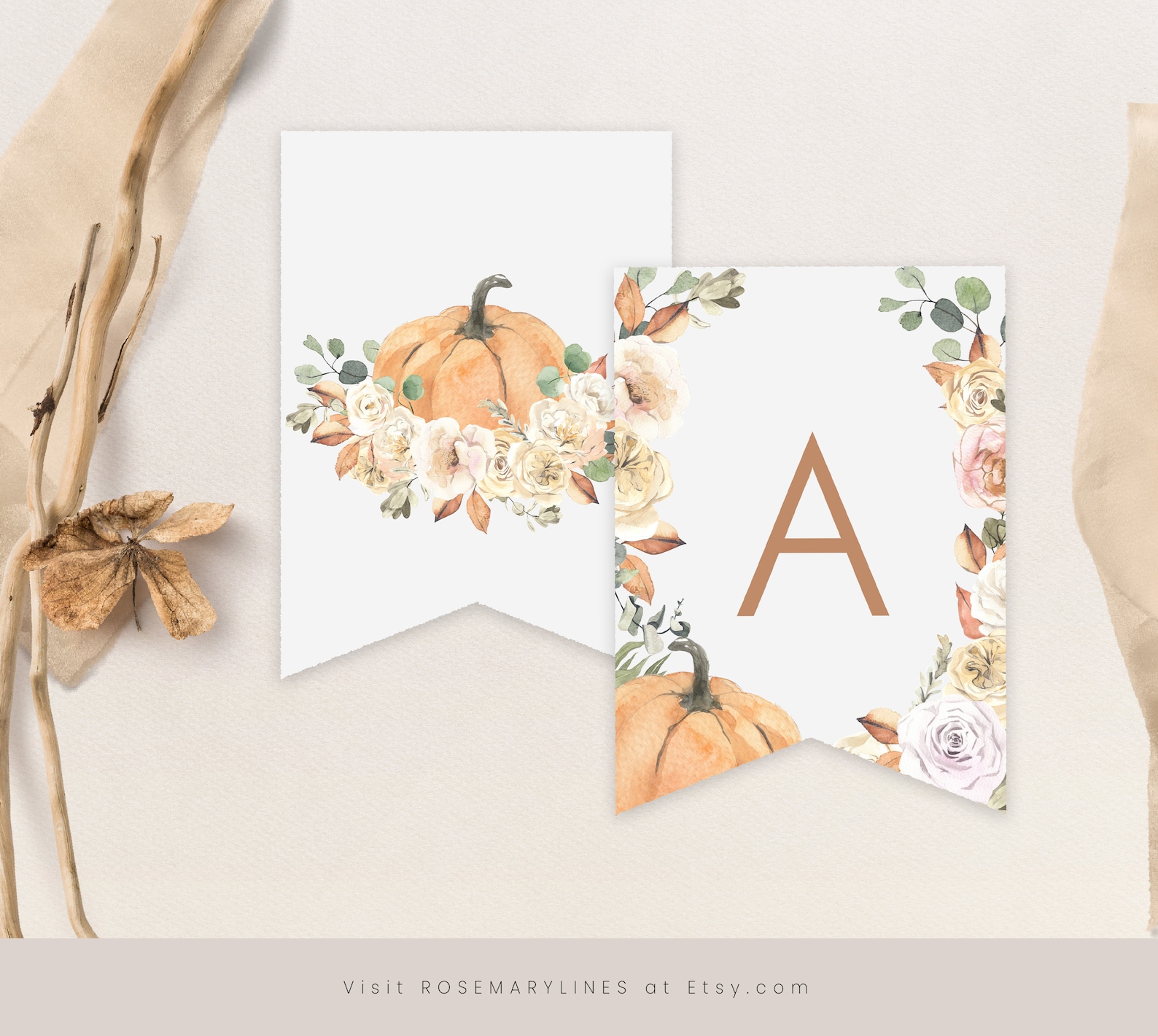 Fall Banner Template Pumpkin Printable Banner Diy Banner | Etsy