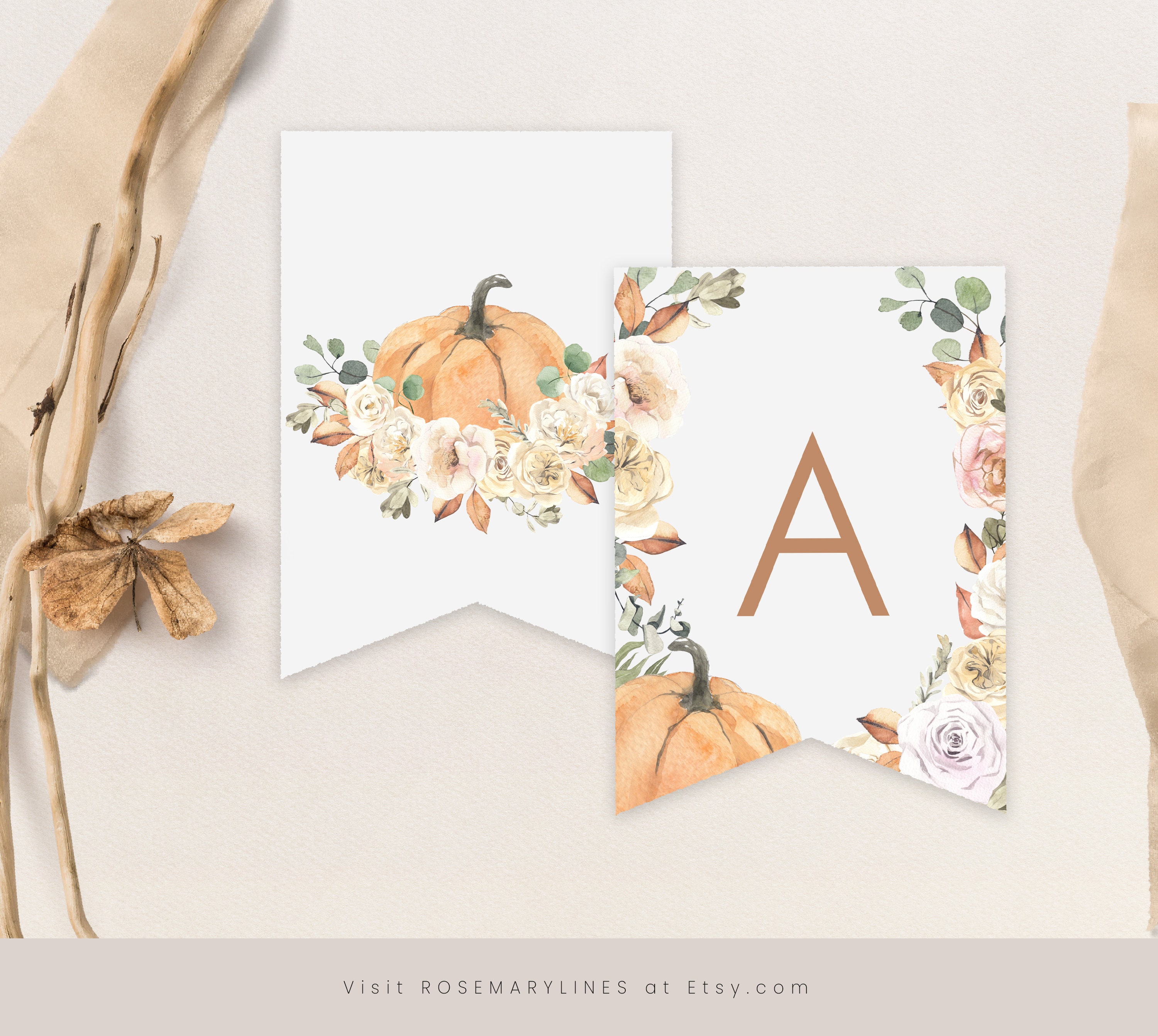 Fall Banner Template Pumpkin Printable Banner Diy Banner | Etsy