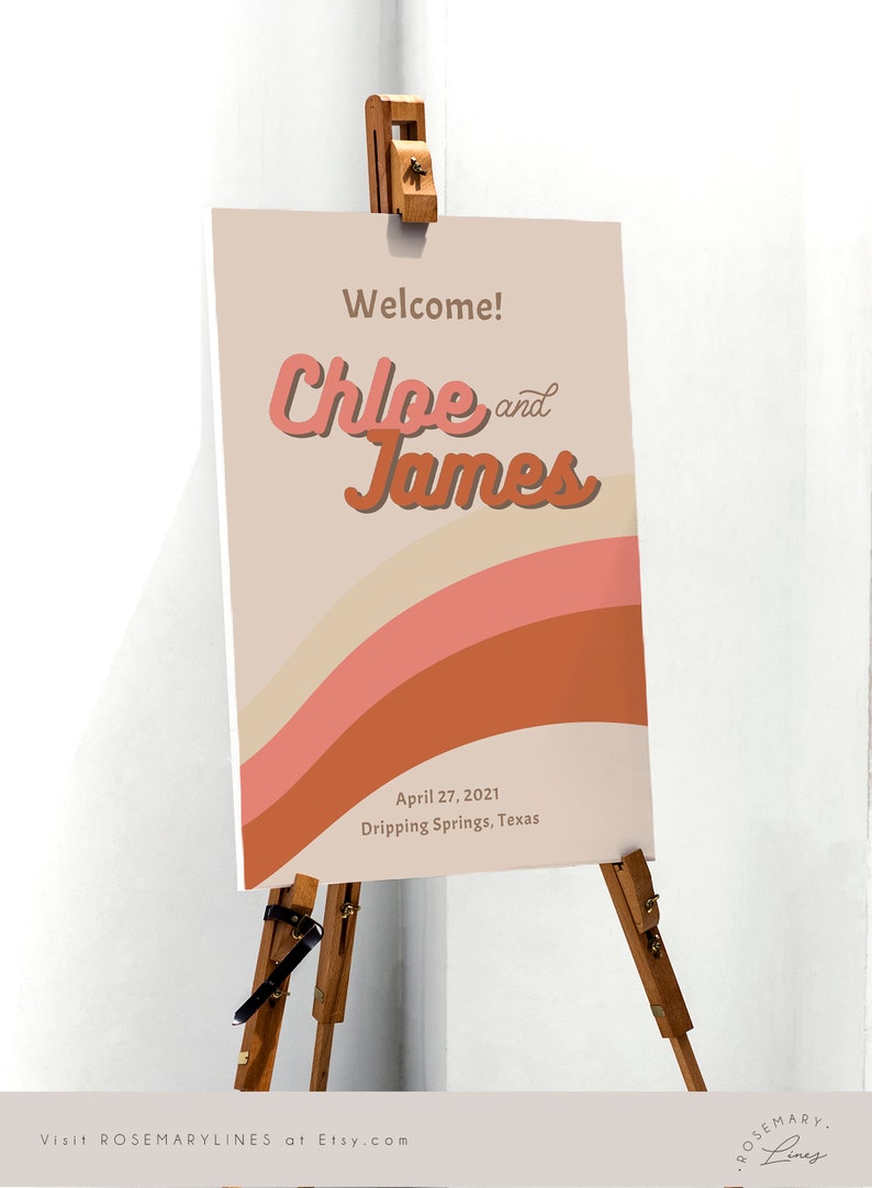 Groovy Retro Wedding Welcome Sign Template 70s Welcome Signs | Etsy