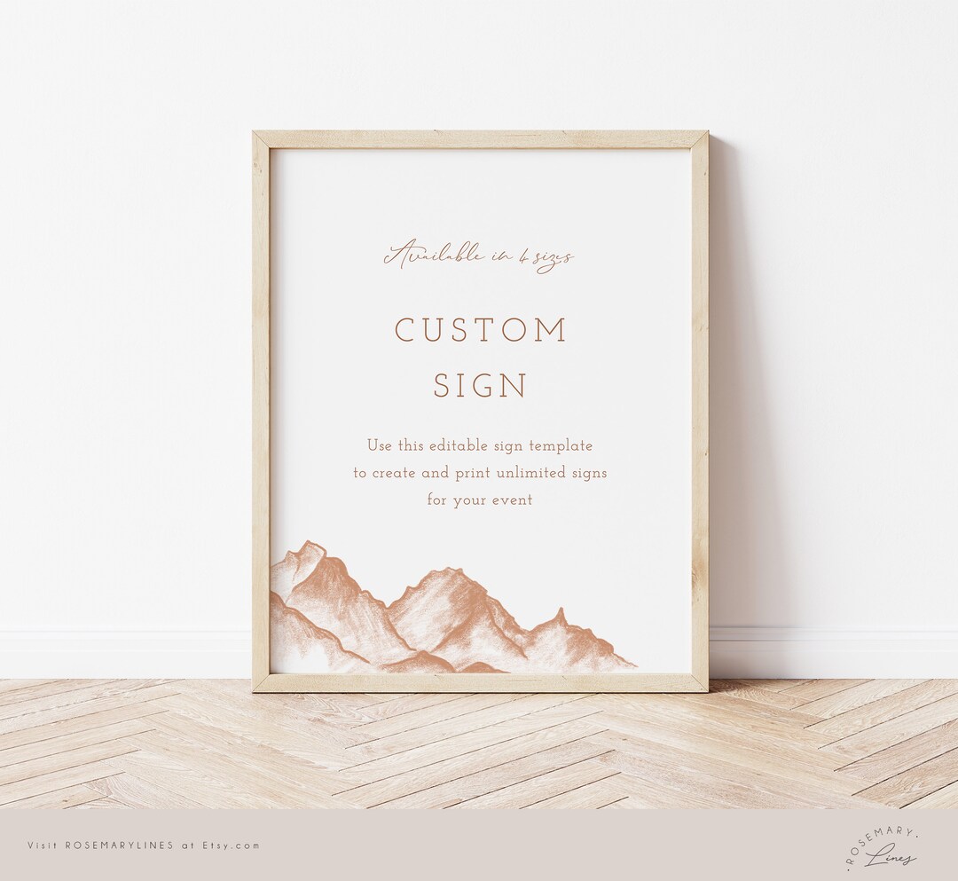 Minimal Mountain Custom Sign Template Desert Personalized - Etsy