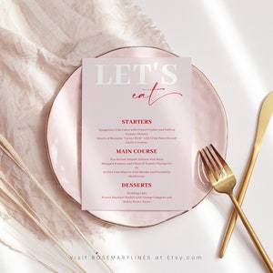 Pink and Red Menu Template, Modern Bold Wedding Menu, Hot Pink Menu ...