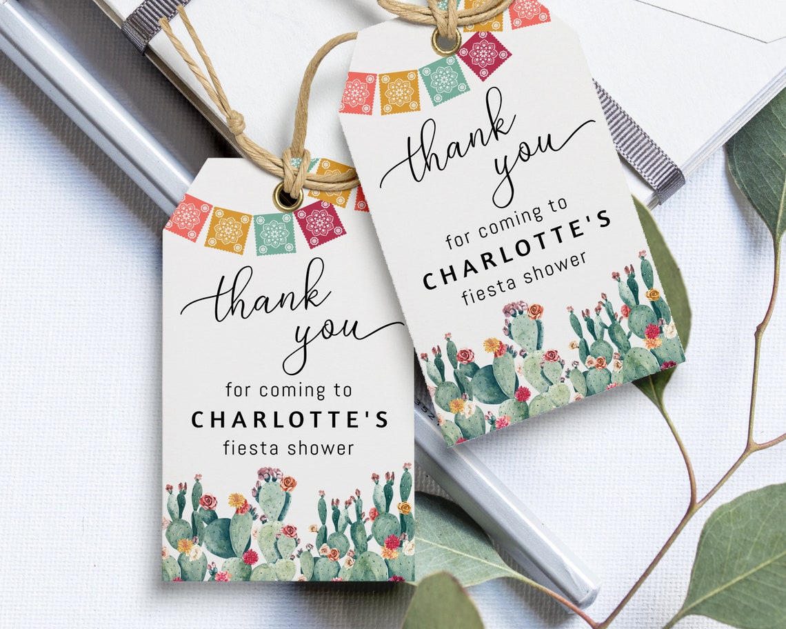 Fiesta gift tags cactus bridal shower tag Mexican wedding | Etsy