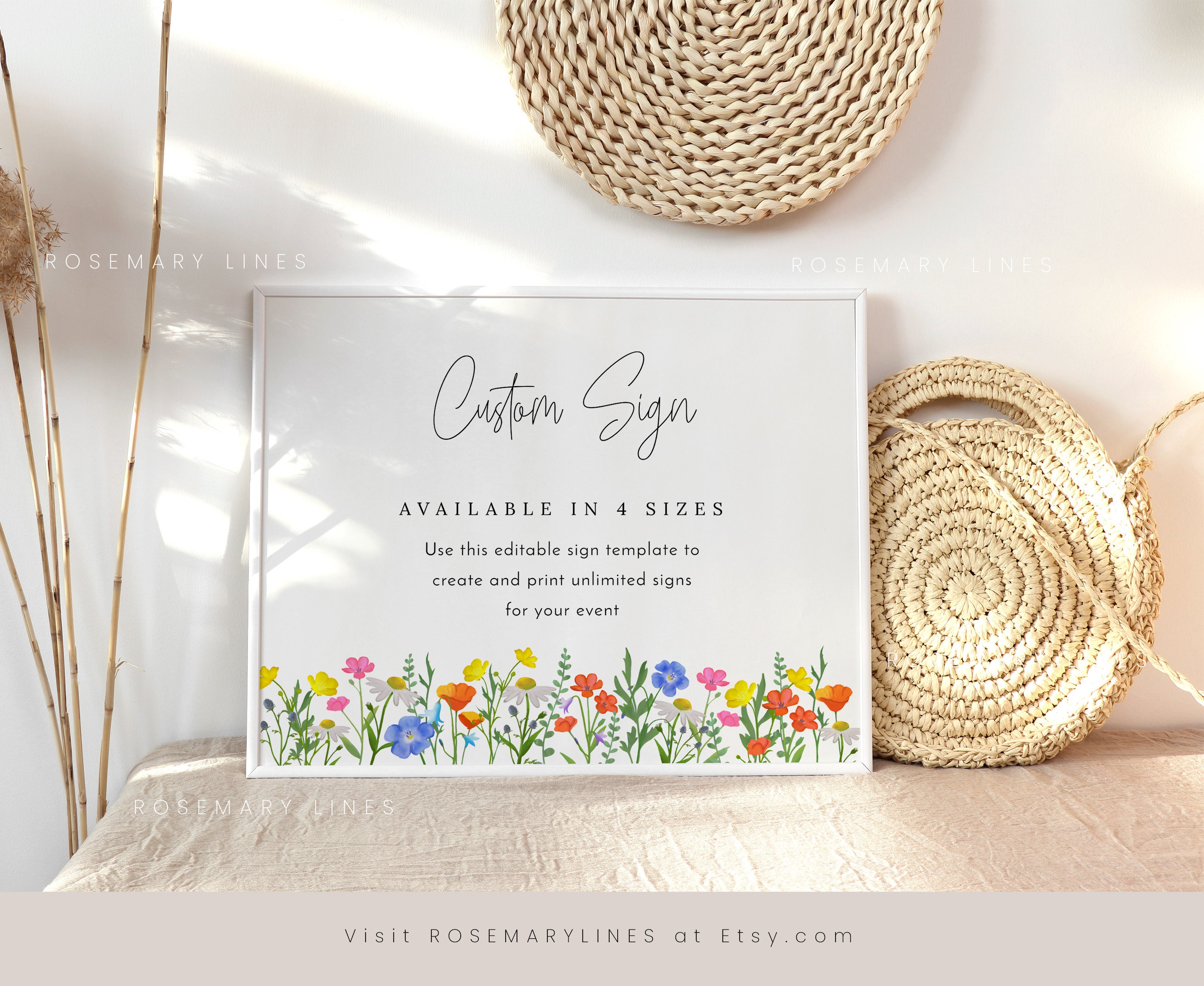 Wildflower Custom Sign Template Spring Colorful Boho Floral - Etsy