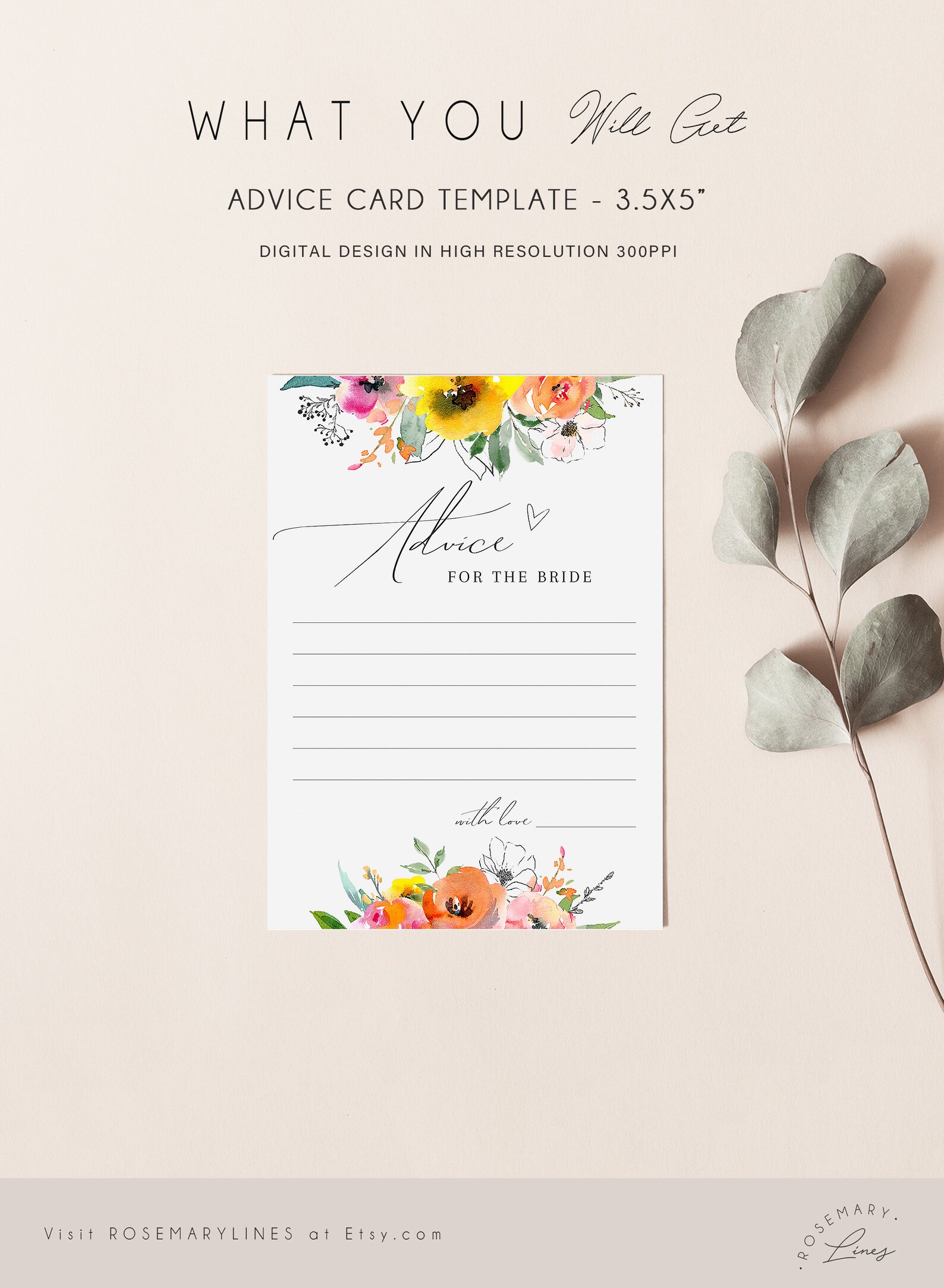 Editable Advice Card Template Bright Floral Advice for the - Etsy