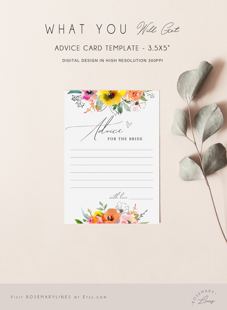 Editable Advice Card Template Bright Floral Advice for the - Etsy