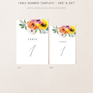 Orange Pink Yellow Floral Table Numbers, Living Coral Wedding Table ...