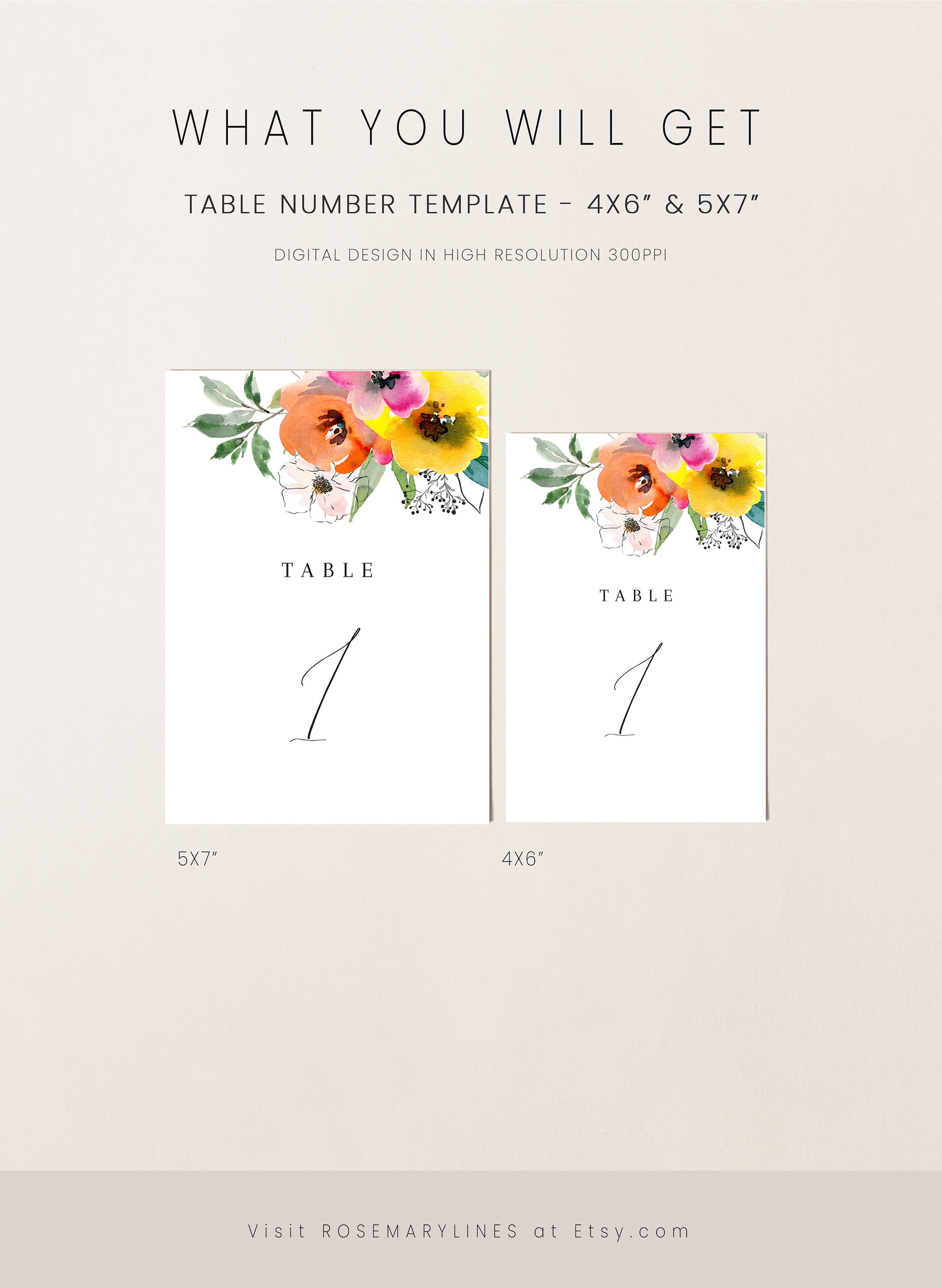 Orange Pink Yellow Floral Table Numbers Living Coral Wedding - Etsy